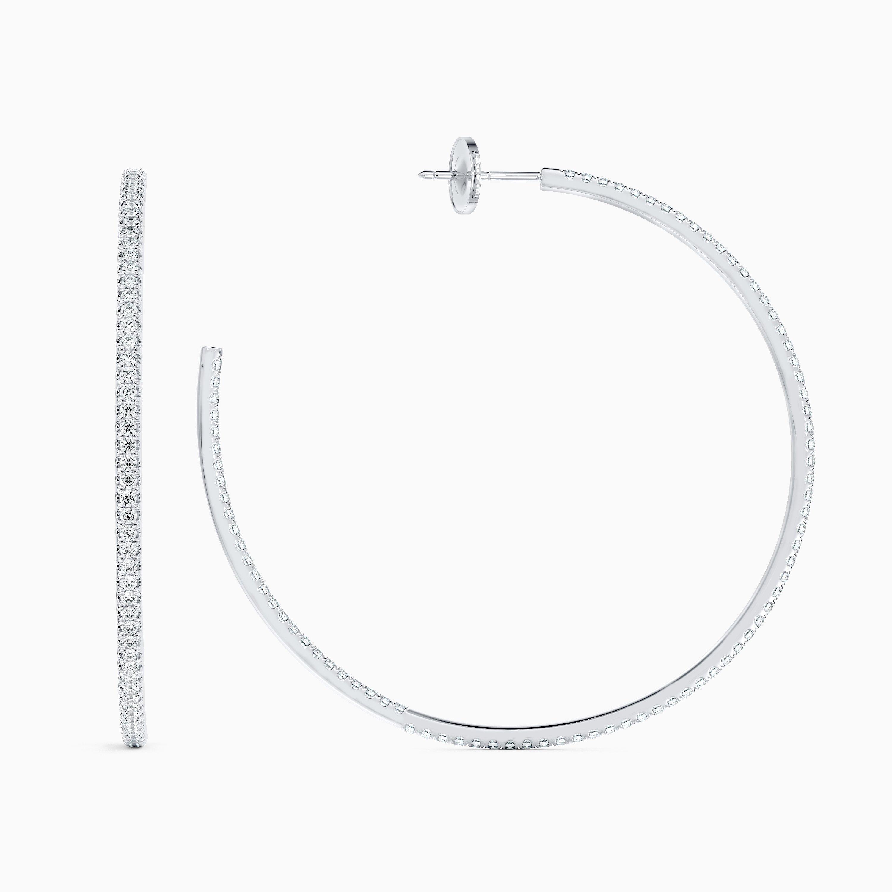 DB Classic Hoop Earrings in White Gold | De Beers US