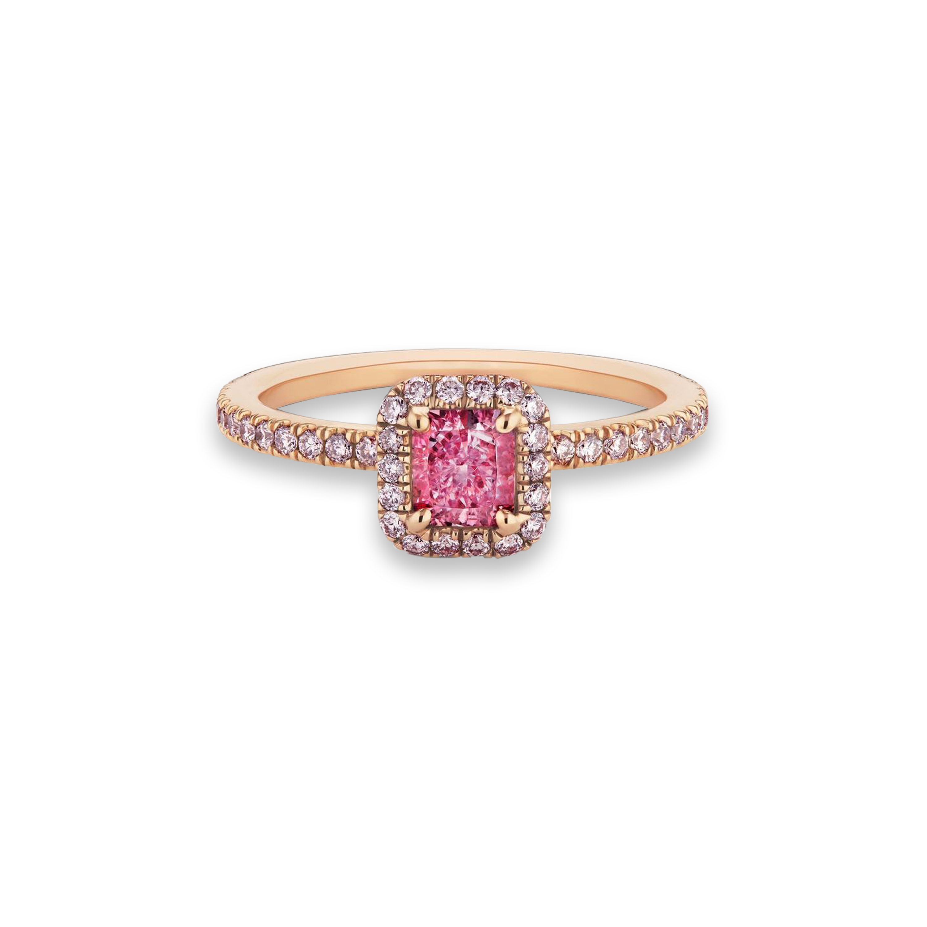 Aura Fancy Purplish Pink Cushion-Cut Diamond Ring | De Beers US